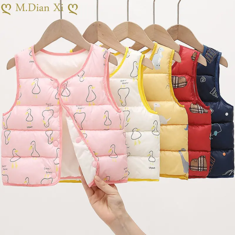 Kids Vest for Boys Solid Round Collar Soft Warm Down Vest Girl ...