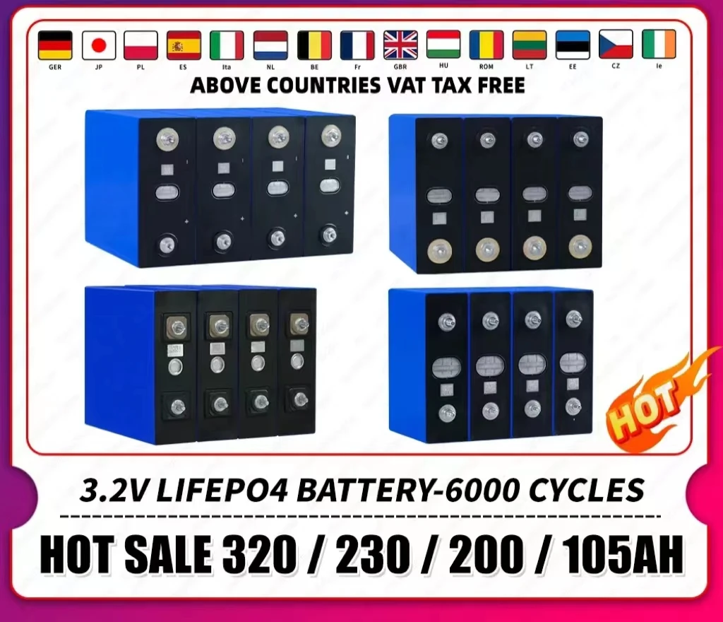 3.2V Lifepo4 320Ah 280Ah 200AH 105AH Battery DIY 12V 24V 48V ...