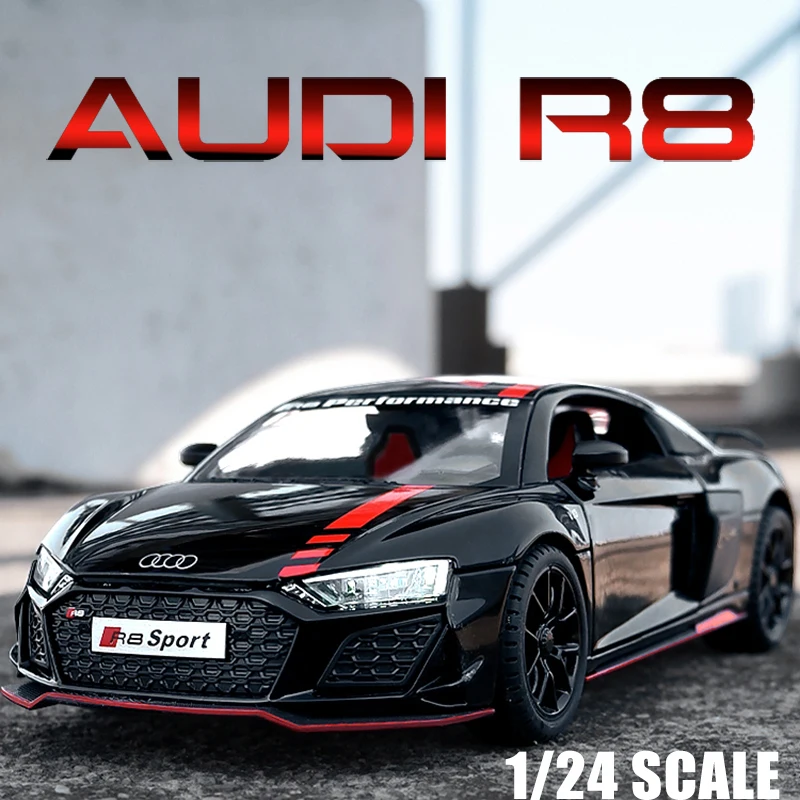 New 1/24 Scale Audi R8 Diecast Metal Vehicle Alloy Model Car Simulation ...