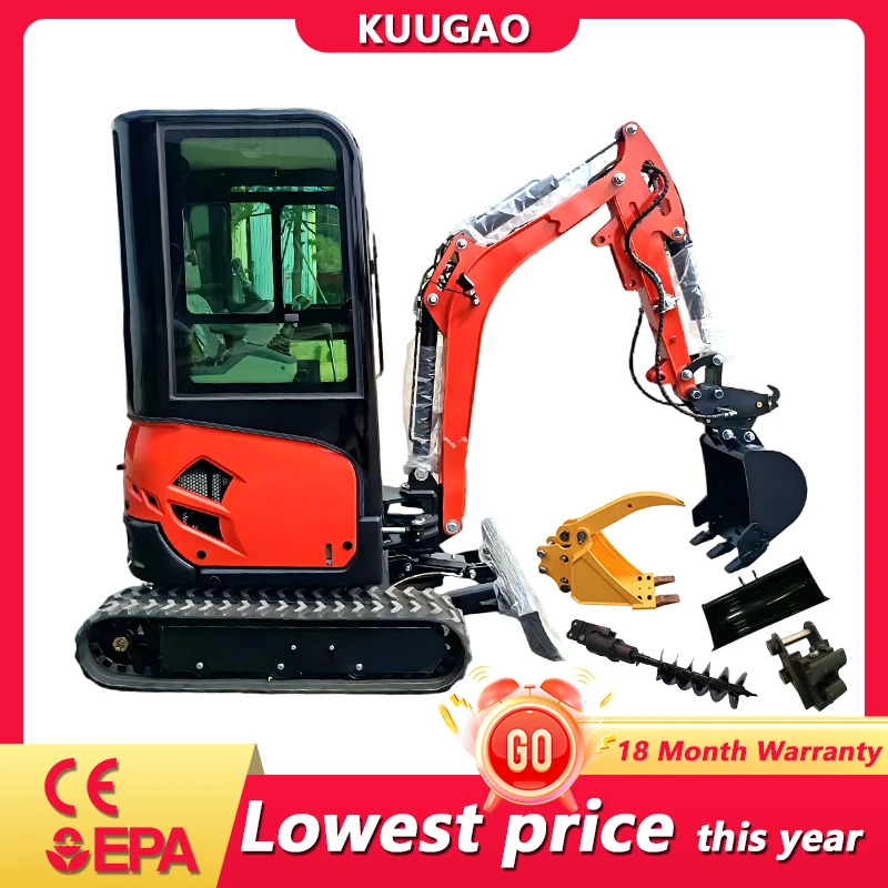 China 2 ton 1.8 Mini Excavator Free Shipping Customized Multi-function ...