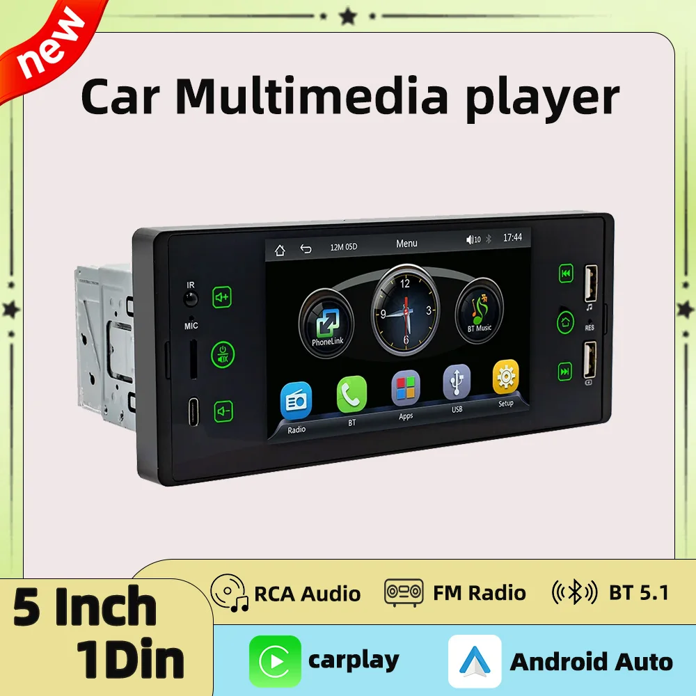 5-Car-Multimedia-Player-1Din-Radio-Car-Stereo-Unit-Wireless-Carplay ...