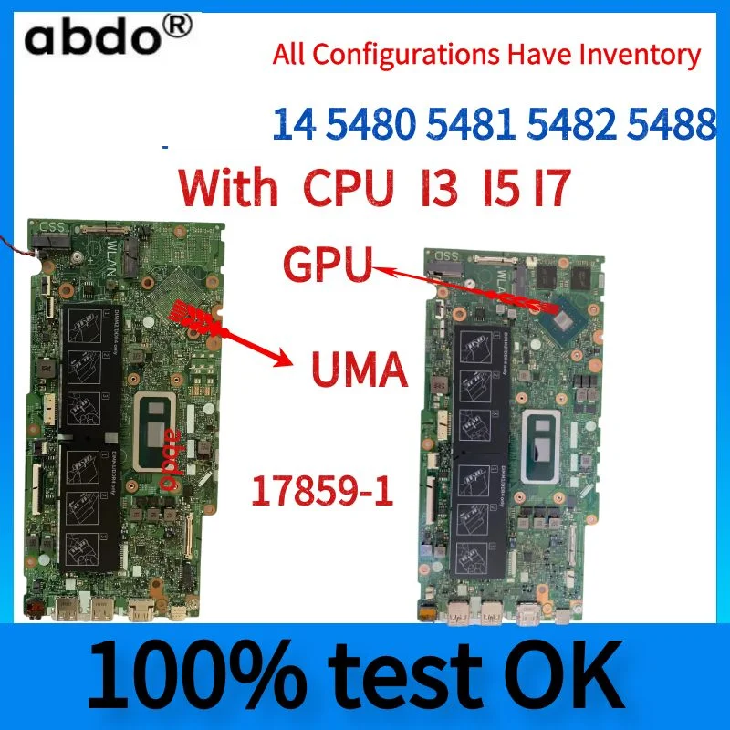 17859 1.For Dell Inspiron 14 5480 5481 5482 5488 Laptop Motherboard, i3 ...