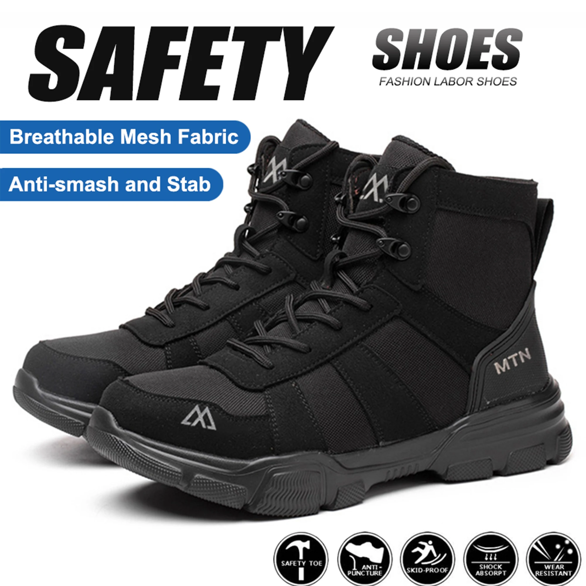 Mens Work Boots Steel Toe Boots for Men Women Comfortable Lightweight ...