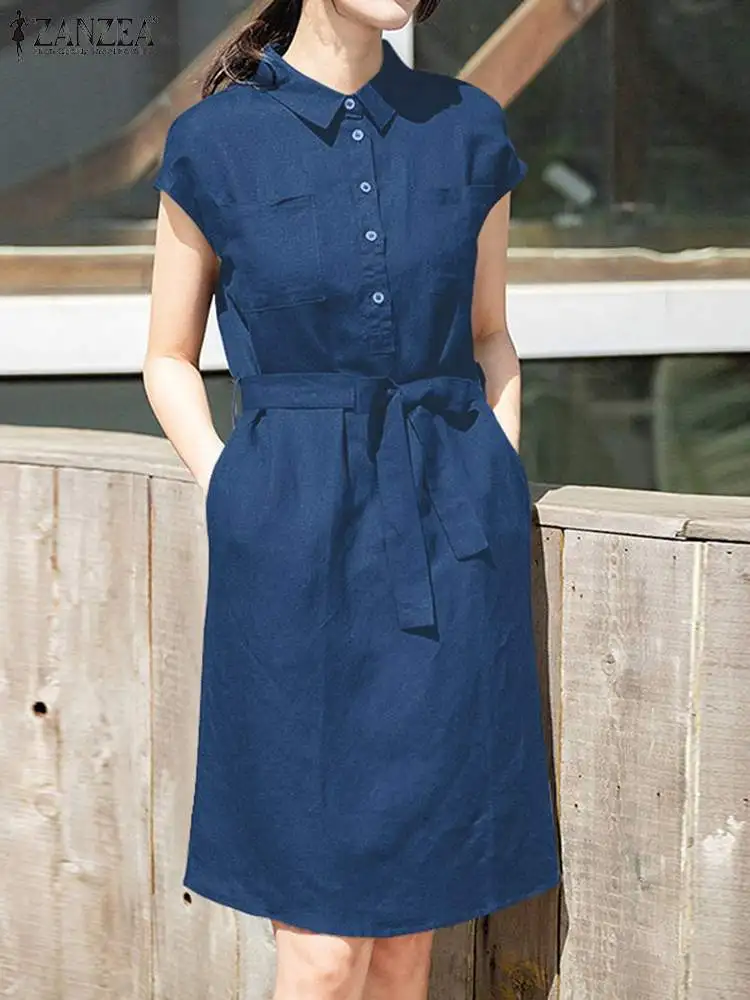 2023-ZANZEA-Elegant-Women-Shirt-Dress-Summer-Sundress-Robe-Femme ...