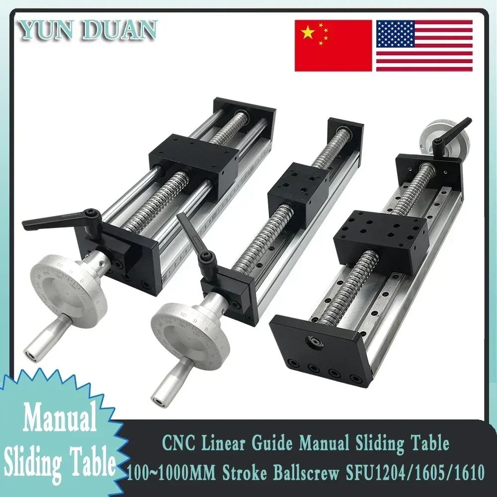 Manual-Linear-Rail-Sliding-Table-Stage-SFU1204-1605-1610-Ballscrew-With ...