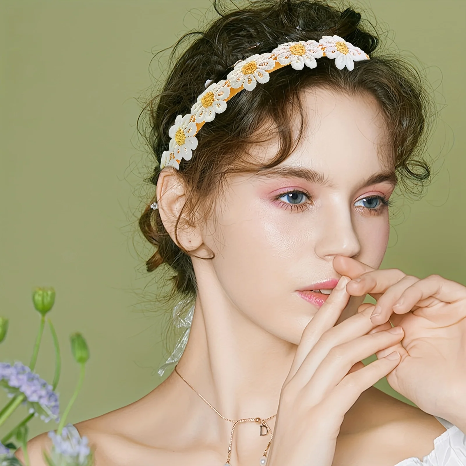 Daisy Headband Yellow Embroidery Flower Hair Bands Cute Flowers Hair ...