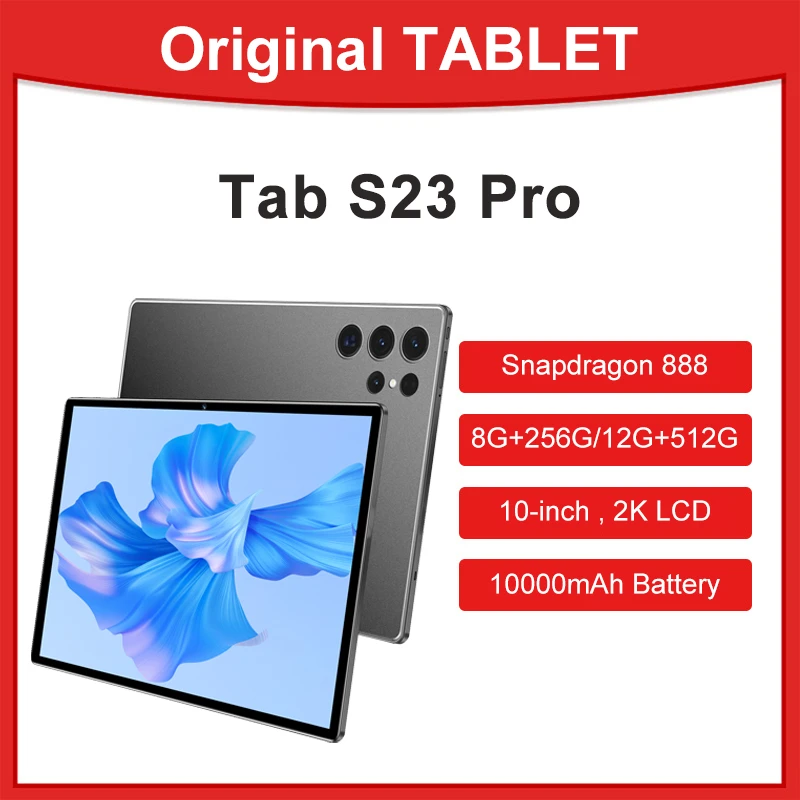Versão Global Tab S23 Pro Snapdragon 888 Tablete Android 13 Tablet 10 ...