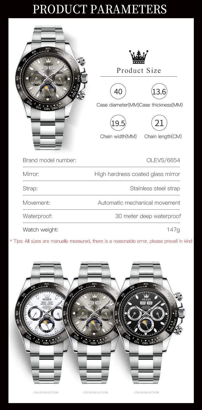 OLEVS Automatic Mechanical Watch for Men - Shadahunt
