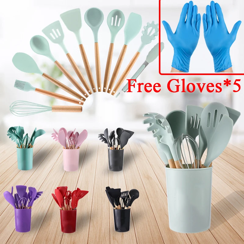 12pcs Silicone Kitchen Utensils Set Non-stick Cookware For Kitchen ...