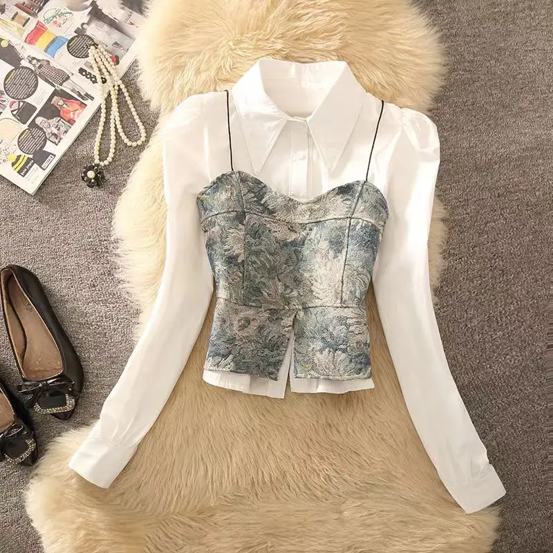 Conjunto-de-top-de-manga-de-burbuja-de-estilo-franc-s-con-tirantes-tie ...