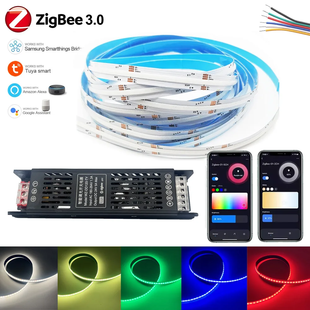 Zigbee-3-0-COB-RGBCCT-LED-Strip-Lights-DC24V-5M-10M-Flexible-Tape ...
