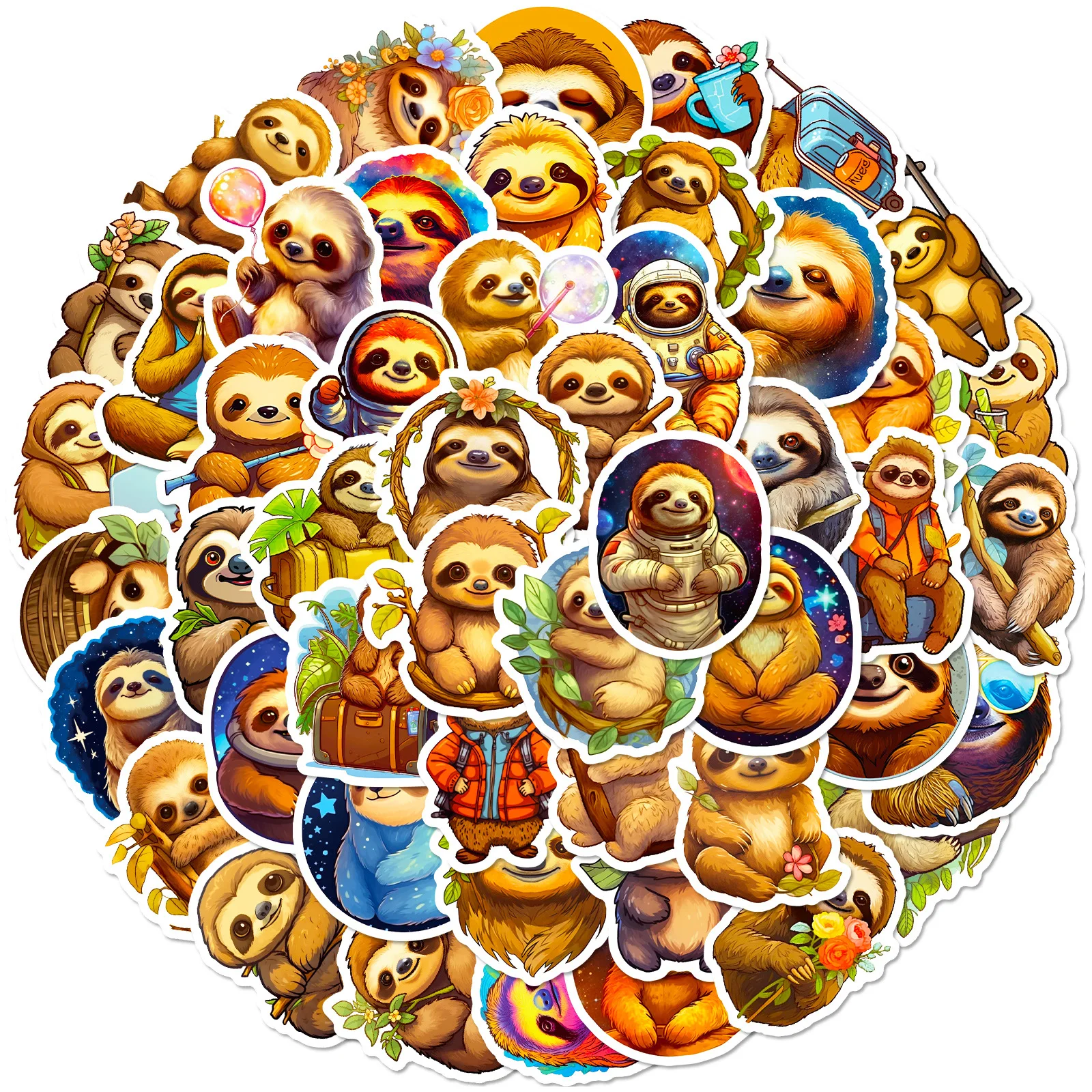 10/25/50pcs Cute Sloths Cartoon Stickers Animals for DIY Scrapbook ...