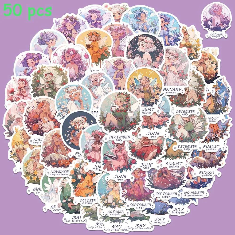 50pcs-Colorful-Flower-Sprite-Flower-Fairy-Stickers-Aesthetic-Decals-For ...