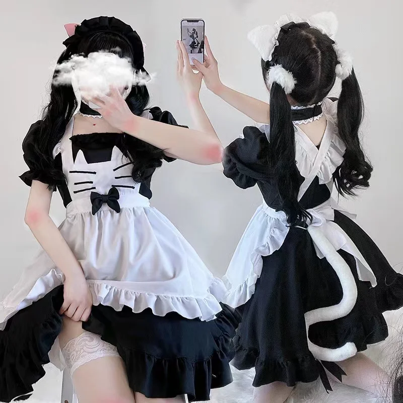 Cute-cat-maid-outfit-black-and-white-maid-restaurant-cosplay-dress-cute ...