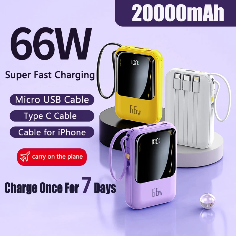 Mini Power Bank 66W 20000mAh Super Fast Charging External Mobile ...