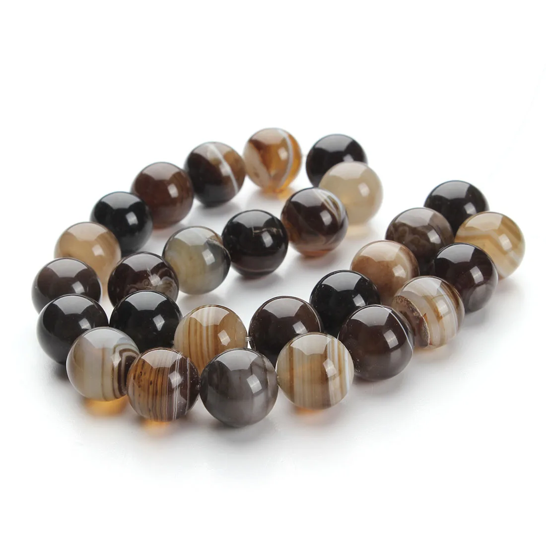 Natural Stone Beads Brown Stripe Agates Round Loose Stone Beads for ...