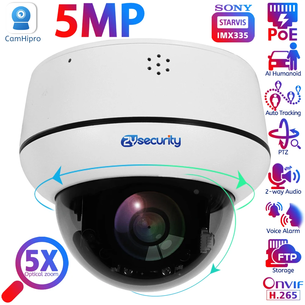UHD-5MP-PoE-Surveillance-Cameras-Outdoor-5X-Optical-Zoom-Speed-Dome-PTZ ...