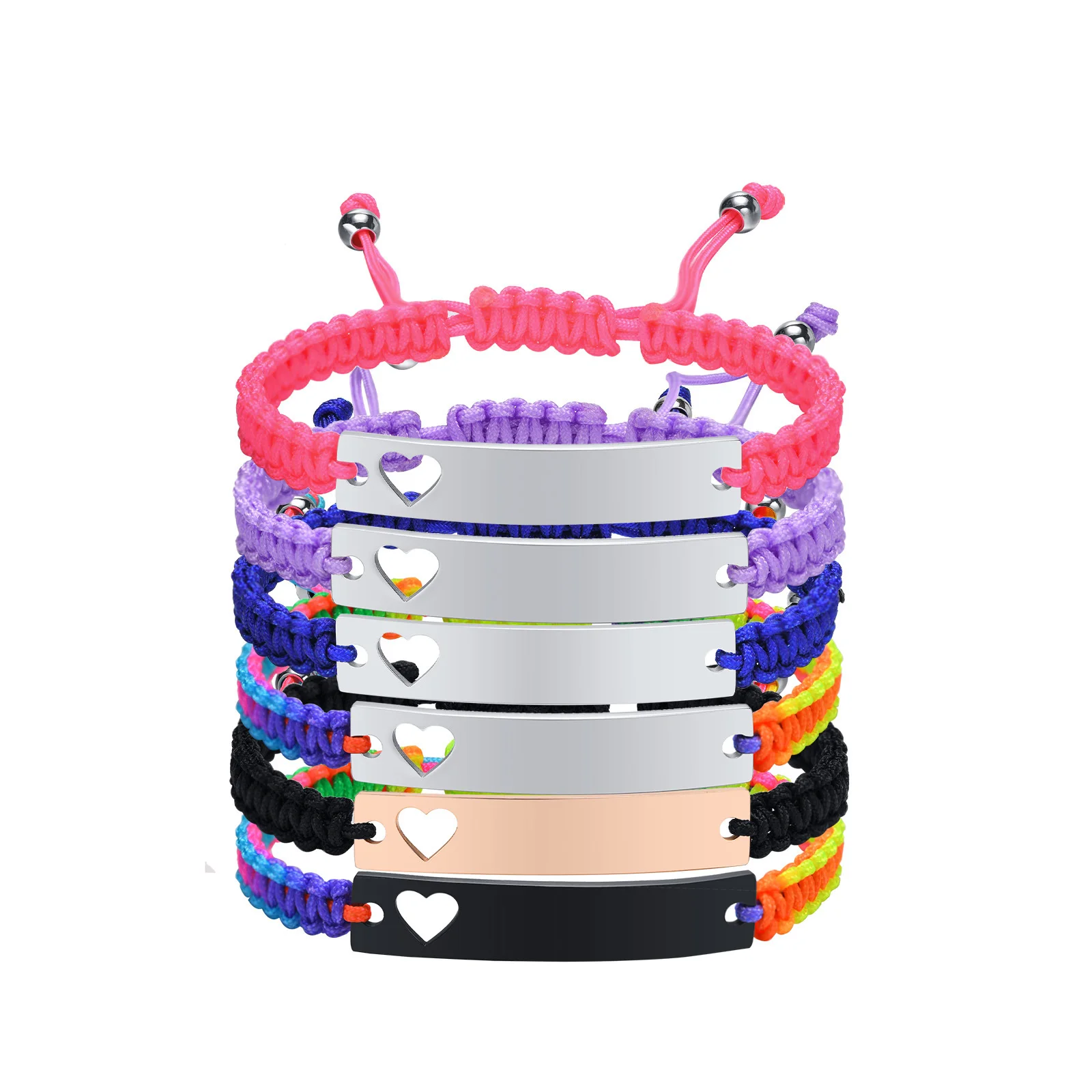 Custom-Messages-Nameplate-ID-Bracelets-for-Women-Casual-Handmade-Rope ...