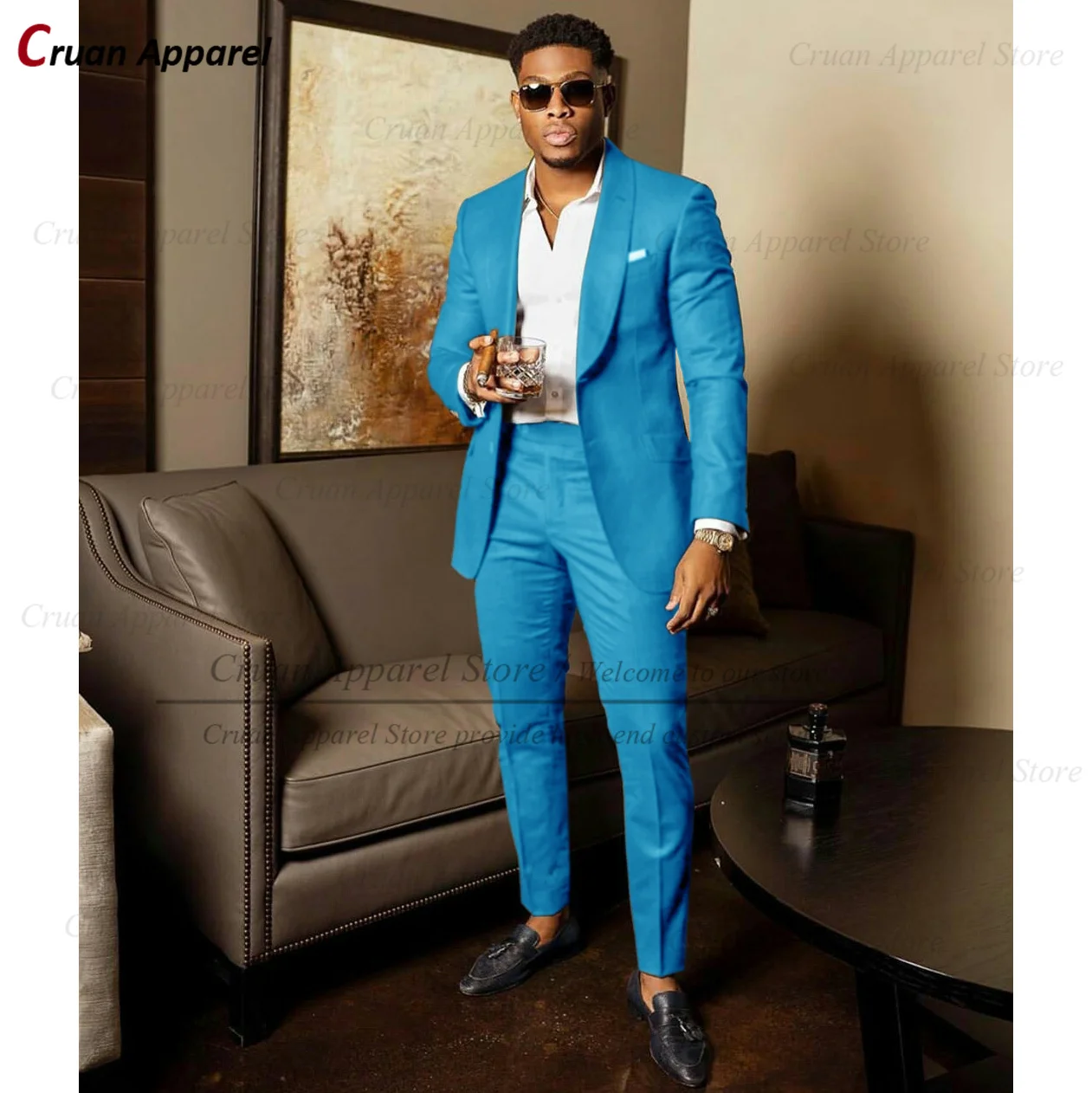 Traje-de-solapa-con-chal-azul-para-hombre-2-piezas-trajes-de-boda-a ...