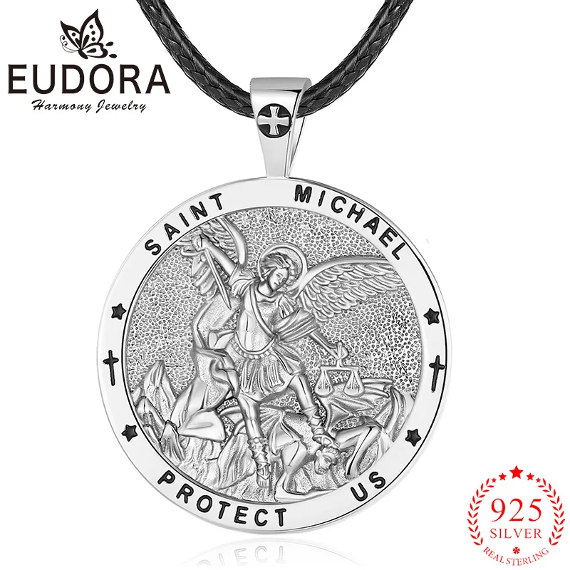Eudora-925-Sterling-Silver-Saint-Michael-Archangel-Necklace-Cross ...