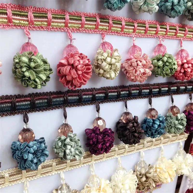 1/2/3 Meter Curtain Sewing Tassel Fringe Trim Tassel Pom Pom Tassel ...