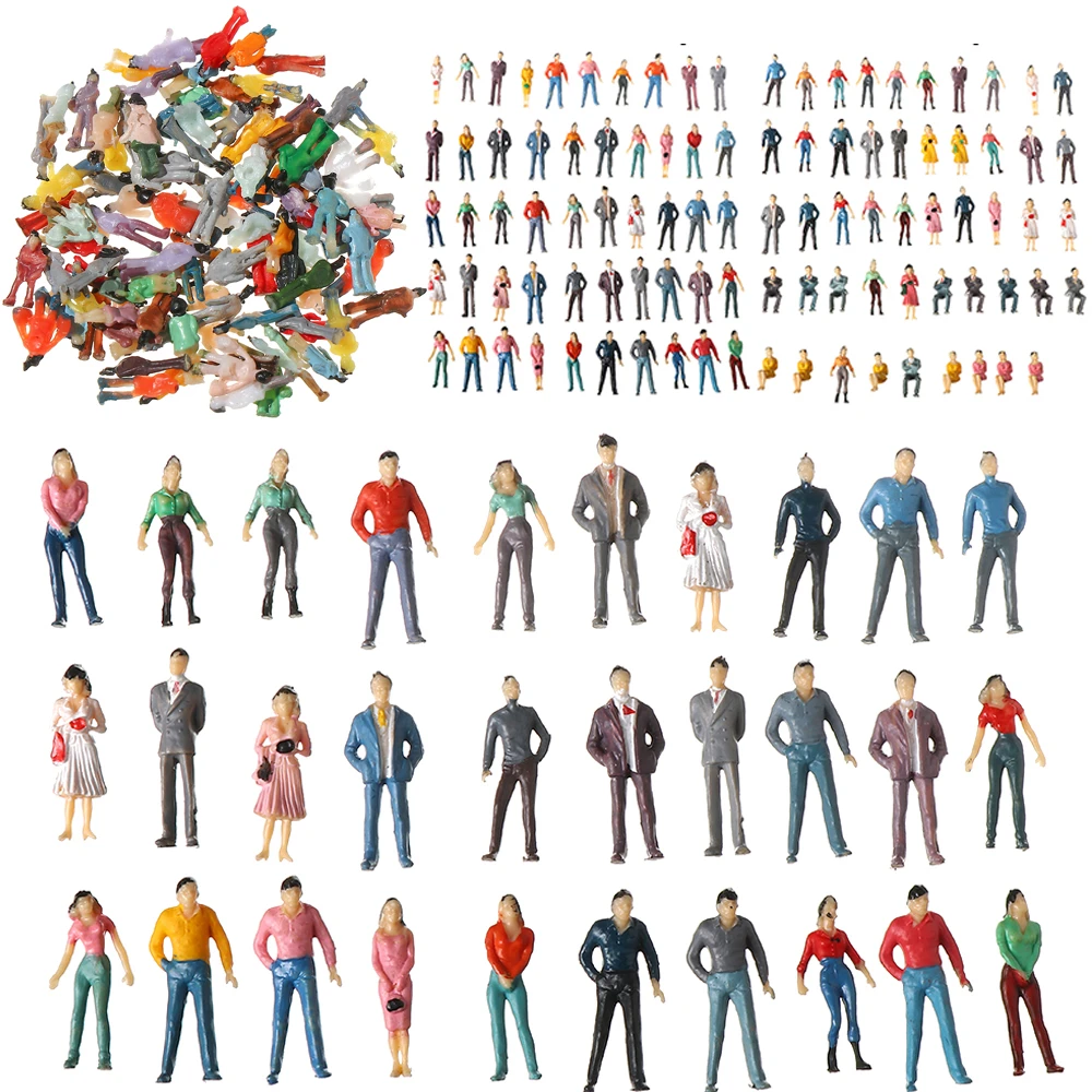 100pcs Abs Material 1:100/1:150/1:75/1:50 Scale People Figures Mixed ...