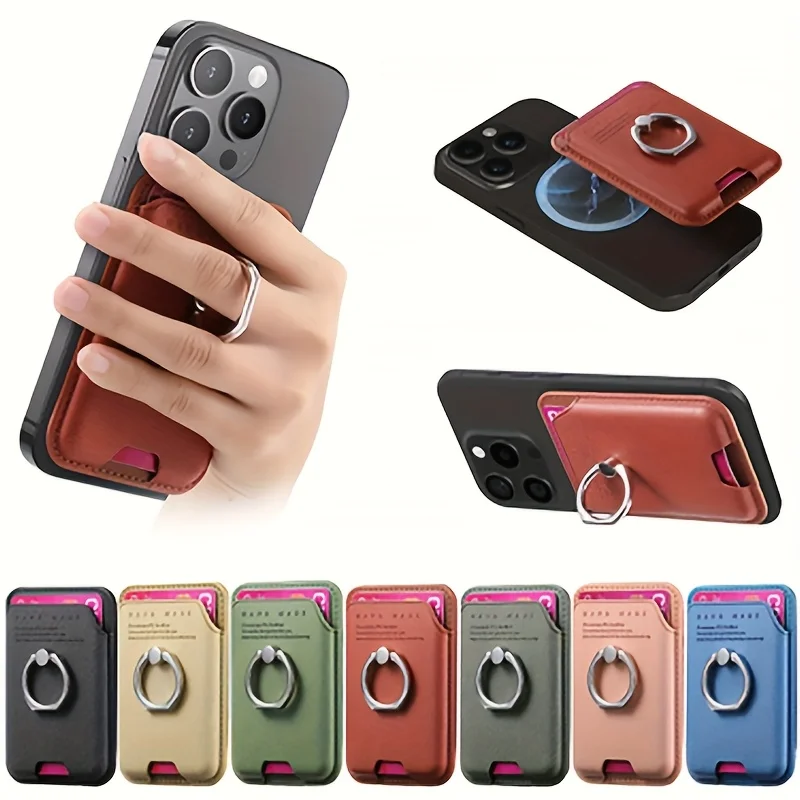 Phone Card Holder Ring Stand Card Pouch Magnetic Cards Holder Magnetic ...