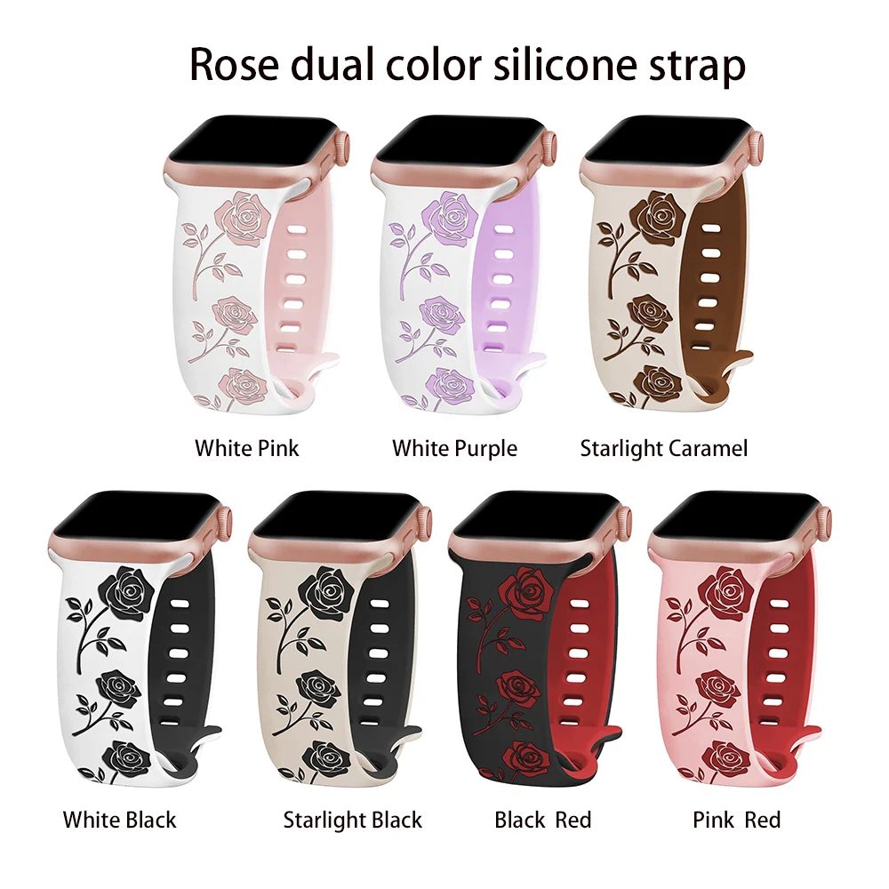Silicone watch strap for Apple Watch ultra2 49mm 45mm 44mm 42 41 40 38 ...