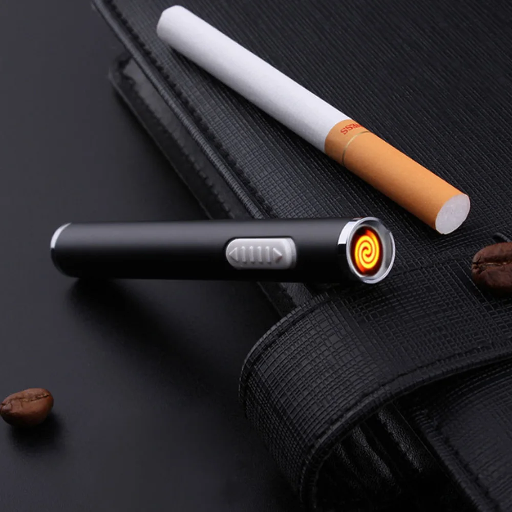 Classic Metal Rechargeable Cigarette Lighter Mini Cylindrical Flameless ...