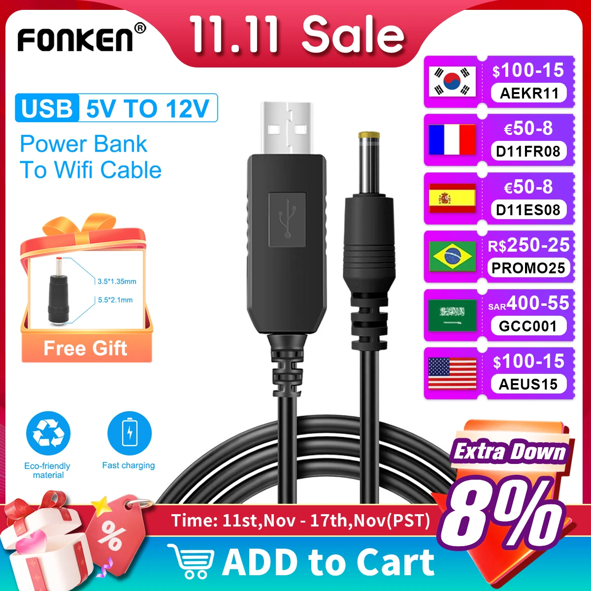 Fonken-conector-de-Cable-WiFi-a-Powerbank-convertidor-de-refuerzo-de ...