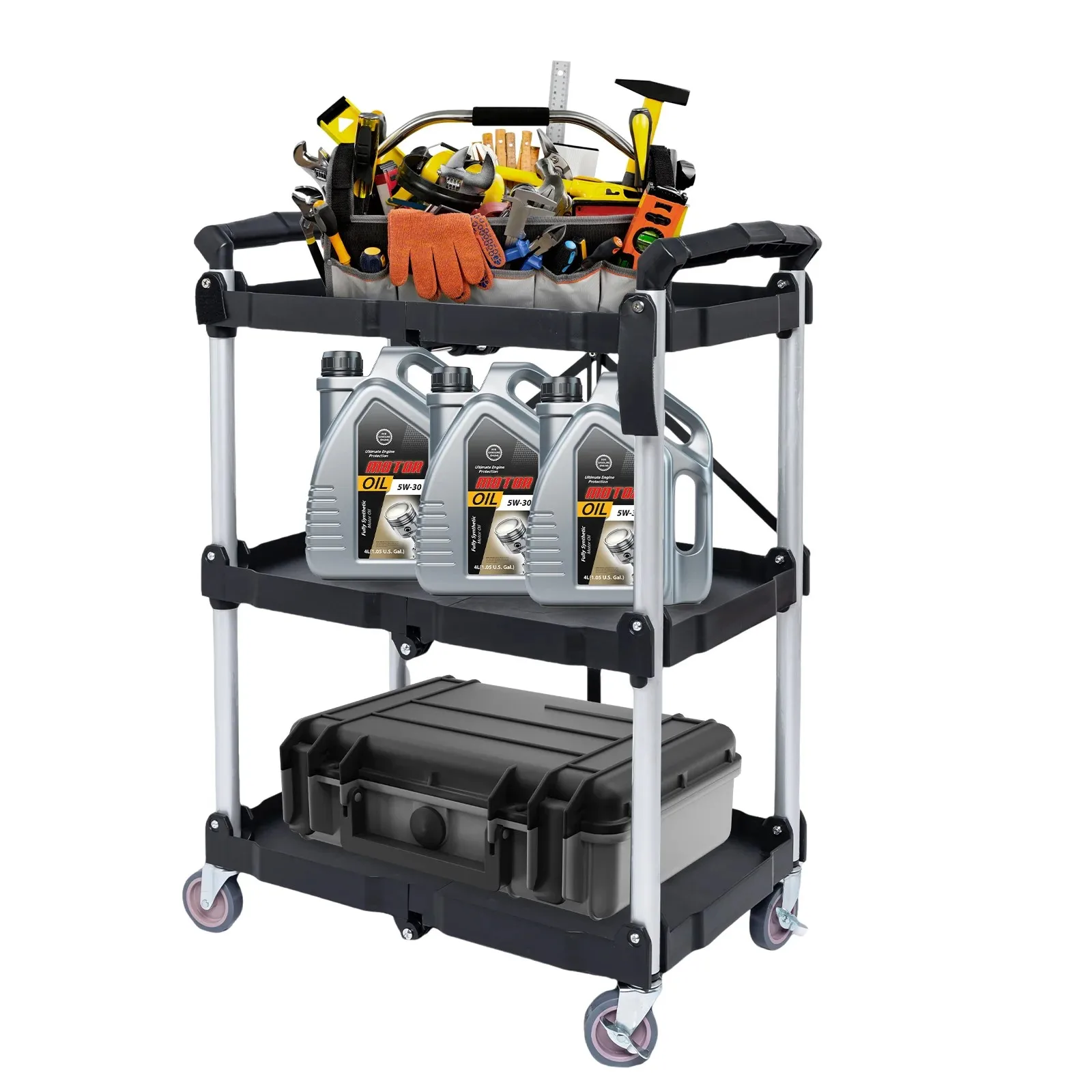 No-Assembly-Foldable-Service-Carts-with-Wheels-3-Tier-Portable-Utility ...