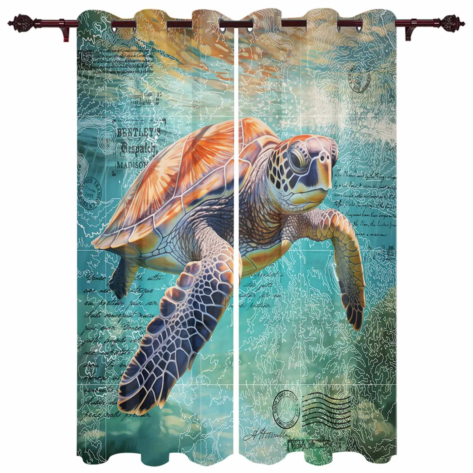 Ocean-Turtle-Retro-Navigation-Living-Room-Curtains-Modern-Home-Decor ...