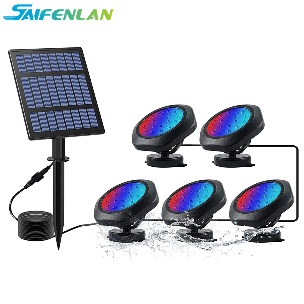 Solar Pool Lights Waterproof IP68 Underwater Pond Lights RGB ...