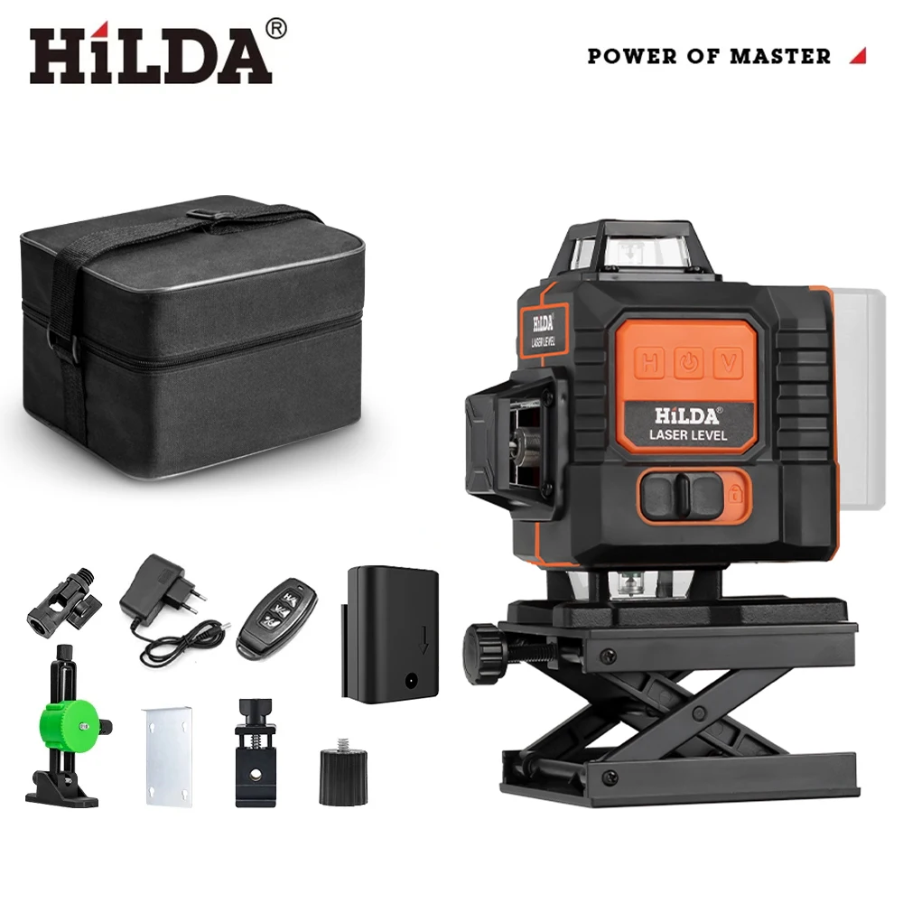HILDA Green 4D 16 Lines Self-Leveling 360 Horizontal And Vertical Cross ...