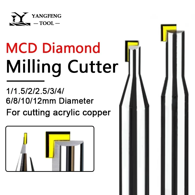 MCD Diamond Milling Cutter 90 Degrees Chamfer End Mill 1mm-12mm ...