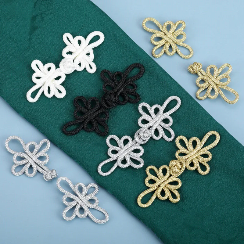 Retro Chinese Knot Buttons Gold Black White Silver Wire Dragonfly ...