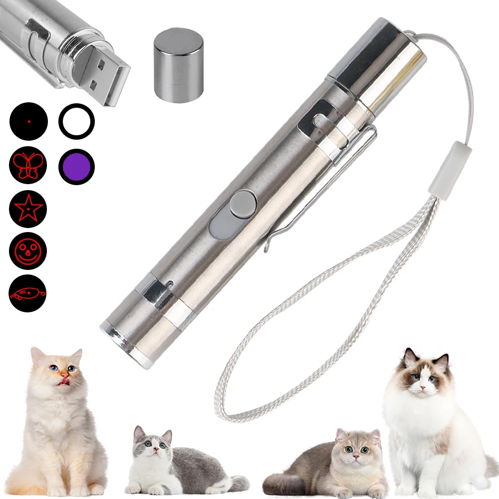 Laser-Cat-Teaser-Stick-Red-Light-White-Torch-Light-UV-Flashlight-Mini ...