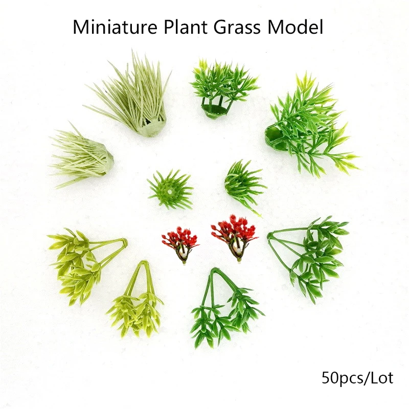50Pcs Miniature Grass Model Materials Simulation ABS Plant Flower For ...