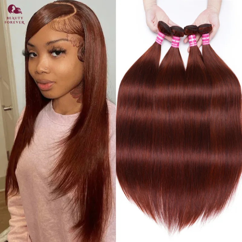 Beauty-Forever-Reddish-Brown-Straight-Human-Hair-Weave-1-3-4-Bundles ...