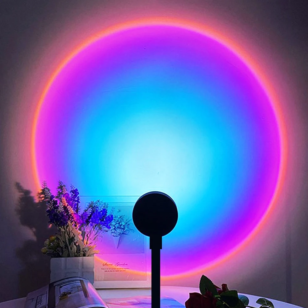 1x-USB-Sunset-Lamp-LED-Rainbow-Neon-Night-Light-Projector-Photography ...