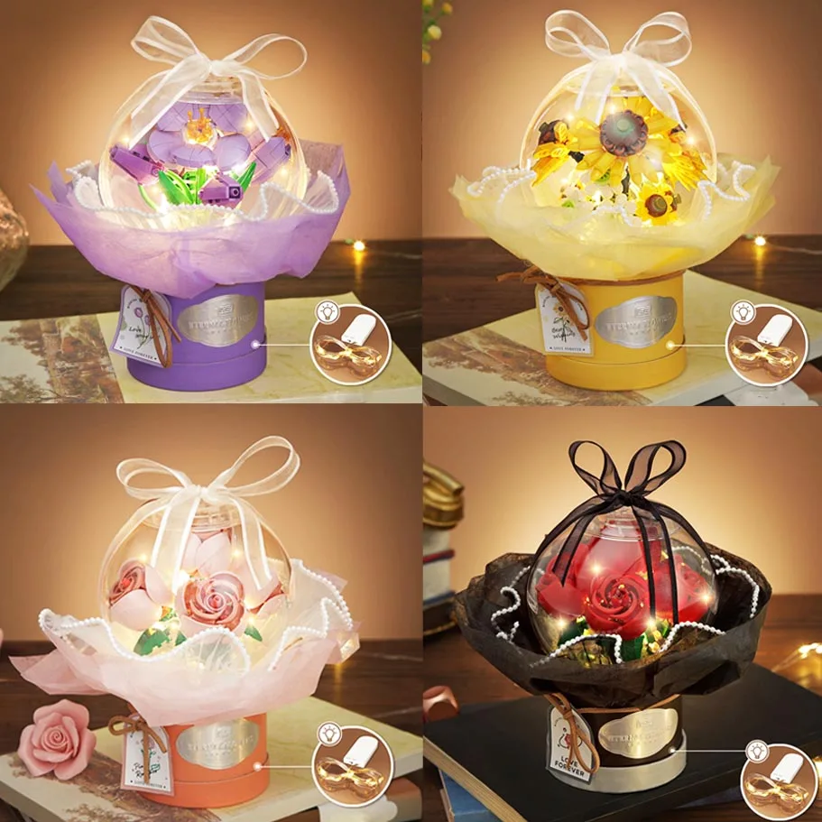 LOZ-Mini-Blocks-Lighted-Flower-Bouquet-Building-Toys-DIY-Bricks-Puzzle ...