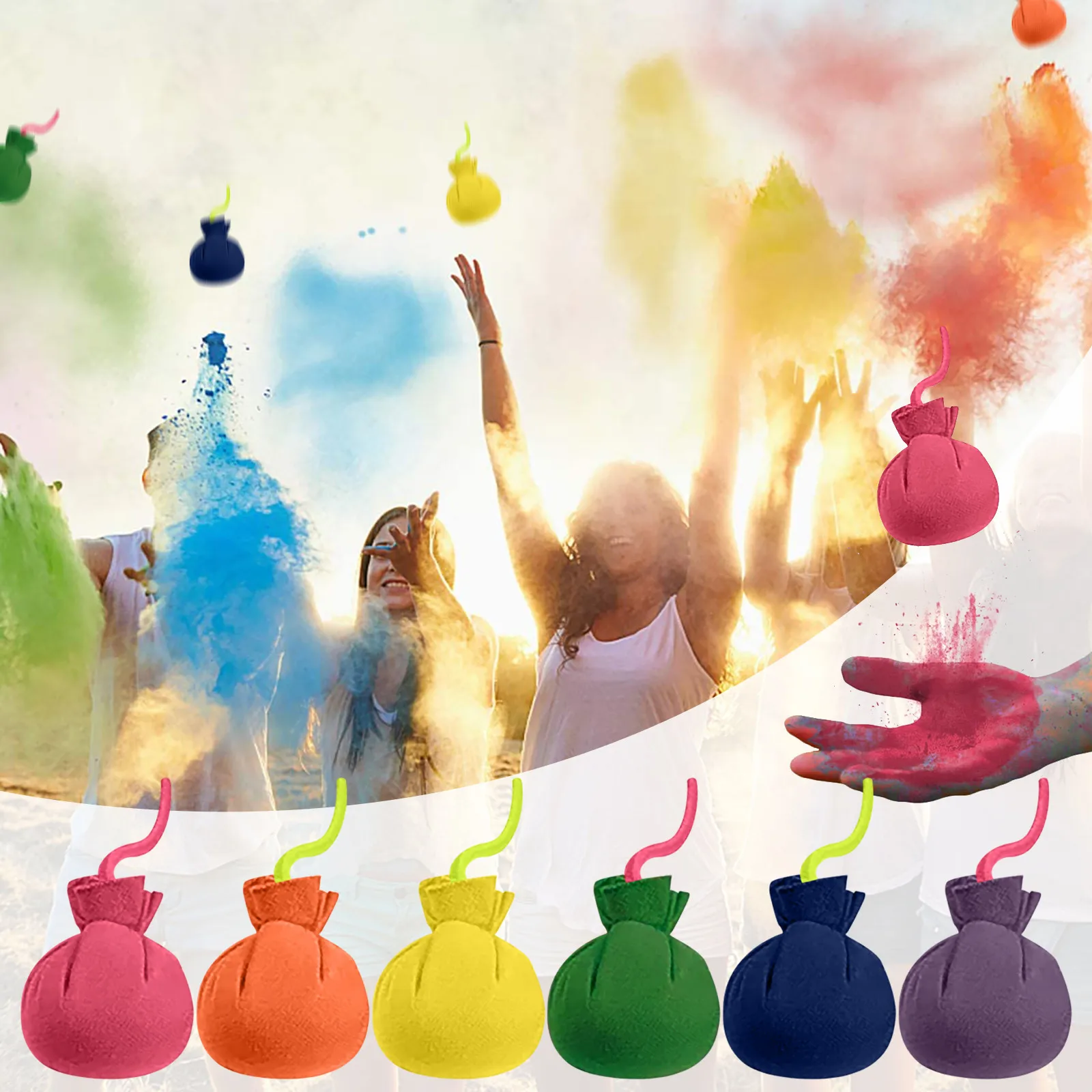 Party Color Powder Balls Refillable Holi Color Balls Combine Color ...