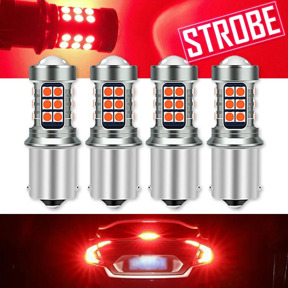 4pcs-Red-1157-1156-T20-W21W-LED-Strobe-5-Times-Stop-Bulbs-Tail-Blinking ...