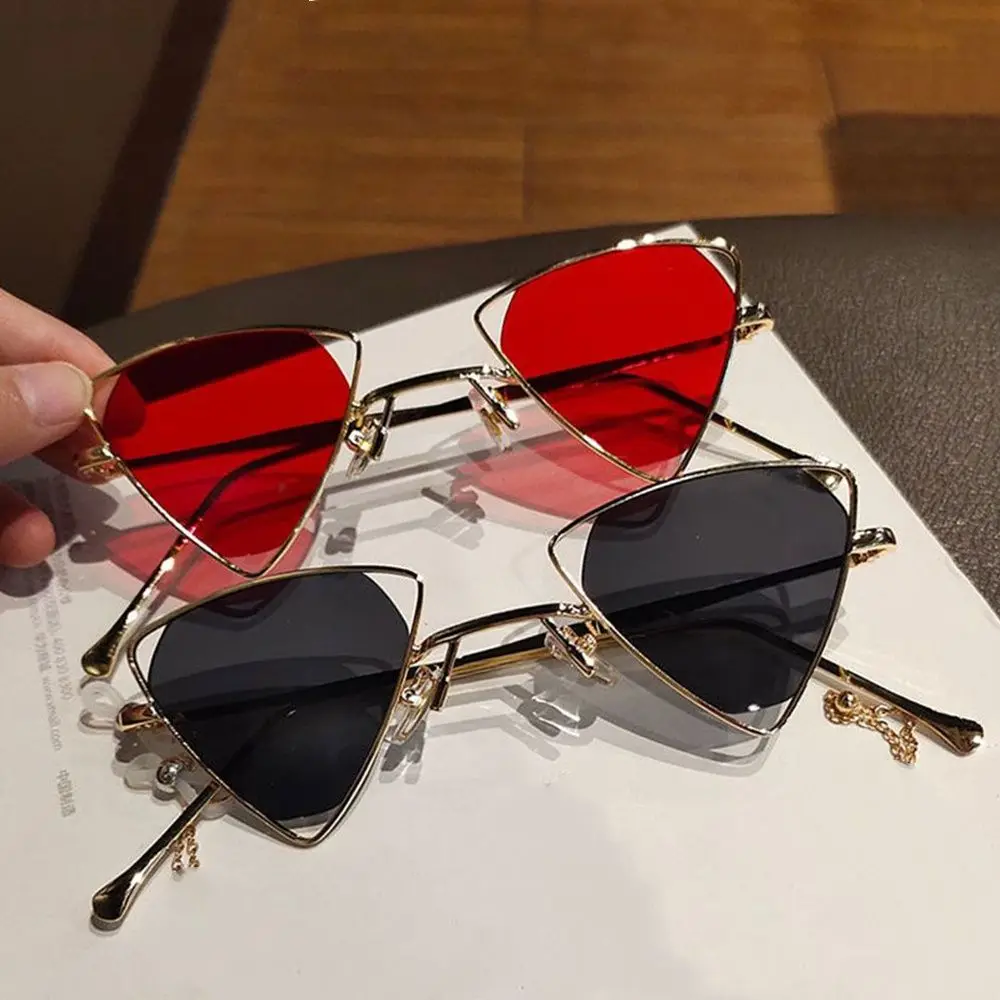 Small Triangular Hippie Sunglasses Fashion Classic Metal Frame Tinted ...