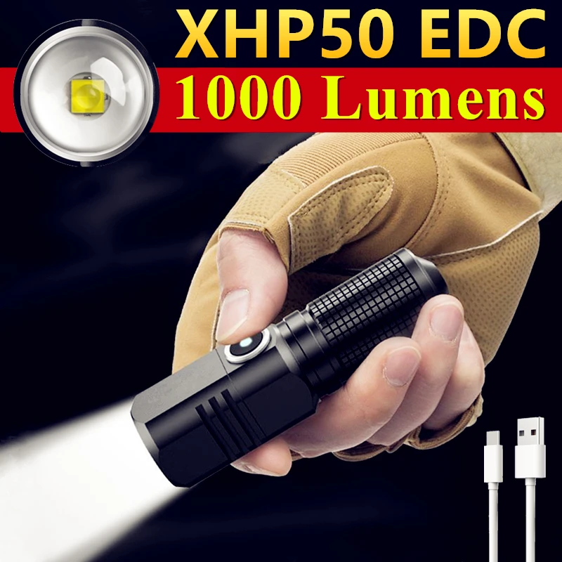 XHP50-LED-USB-C-Rechargeable-Mini-Worklights-16340-18650-Battery ...