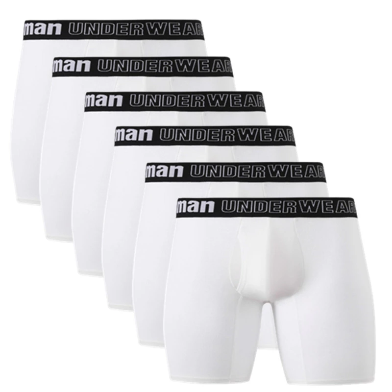 6 Pack Men Big Size Sport Underwear Crotch Opening White Boxers Briefs ...