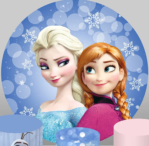 Disney Frozen Anna Elsa Princess Birthday Round Circle Backdrops Baby Shower Party Backdrops ...