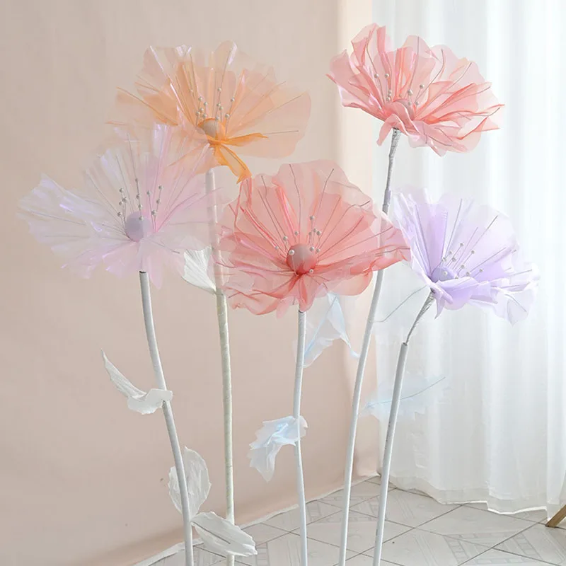 Wedding-Road-Lead-Flowers-Artificial-Gauze-Mesh-Poppy-Flower-Wedding ...