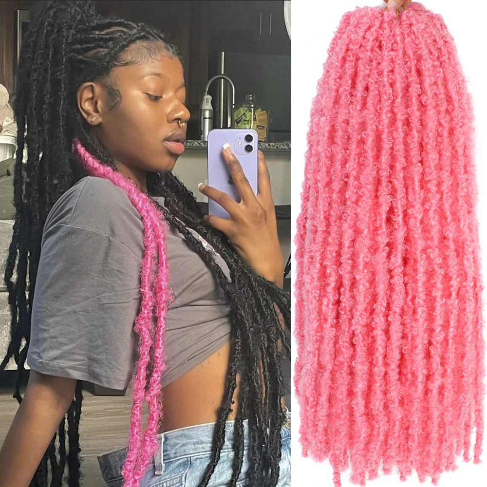 New Styles Butterfly Locs Crochet Hair 1B Pink Dreadlocks meche Faux ...