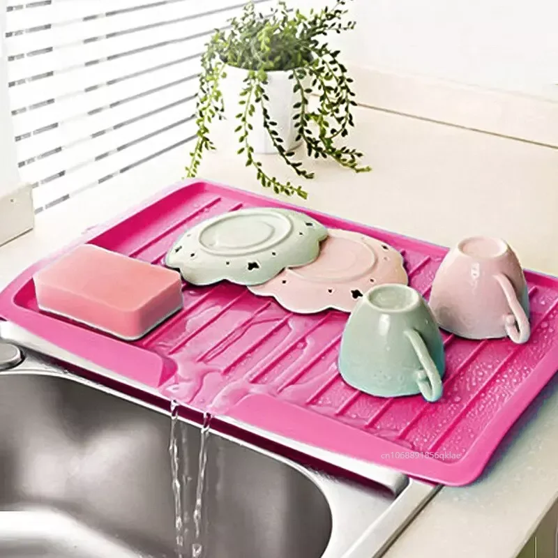 Kitchen-Silicone-Dish-Drainer-Tray-Large-Sink-Drying-Rack-Worktop ...